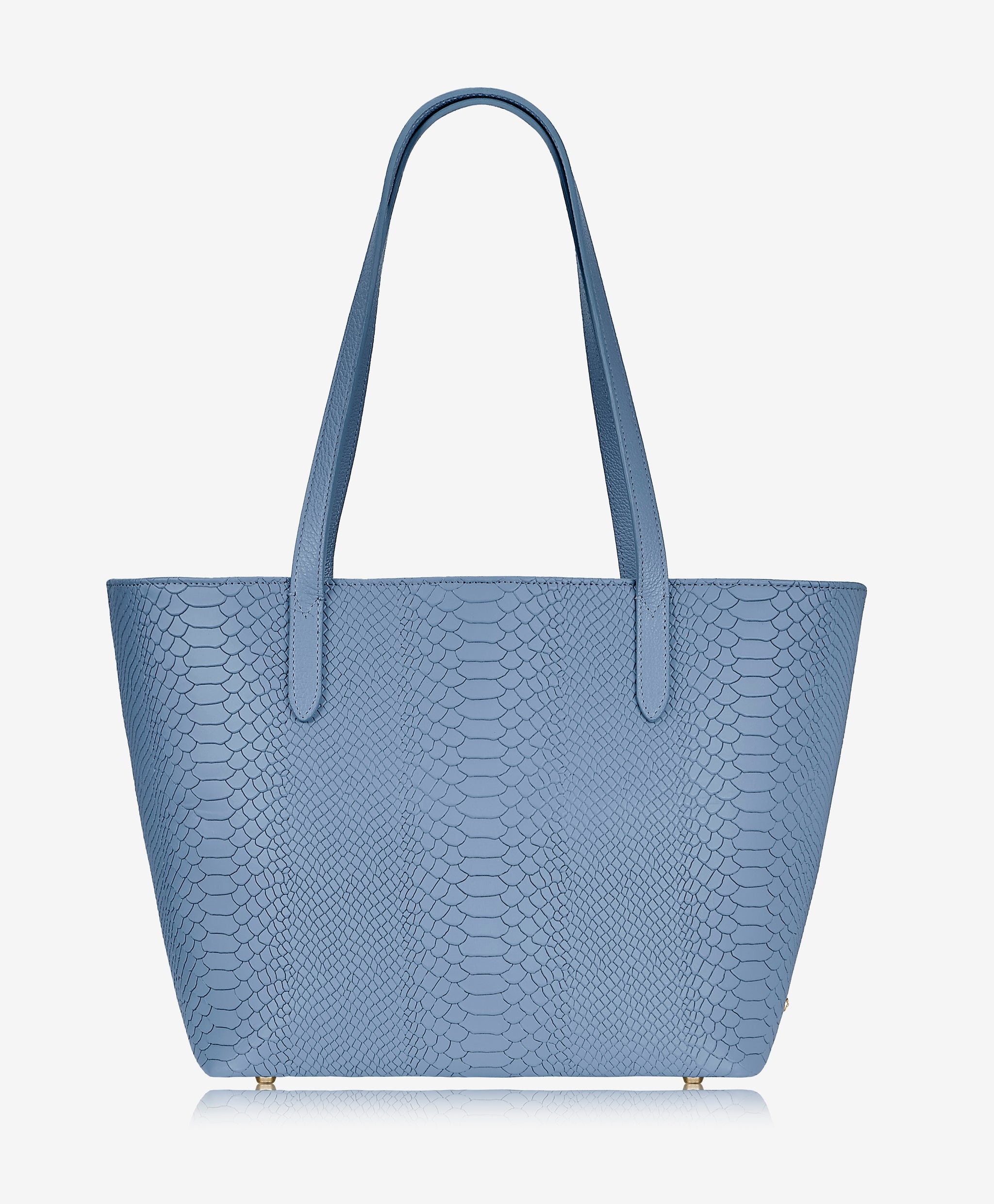Teddie Tote | Slate Blue Embossed Python Leather