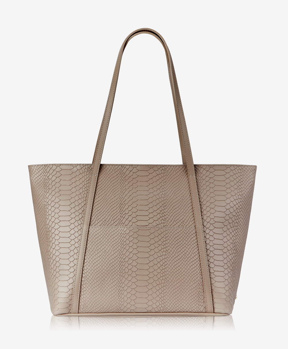 Jessica Zipper Tote | Stone Embossed Python Leather