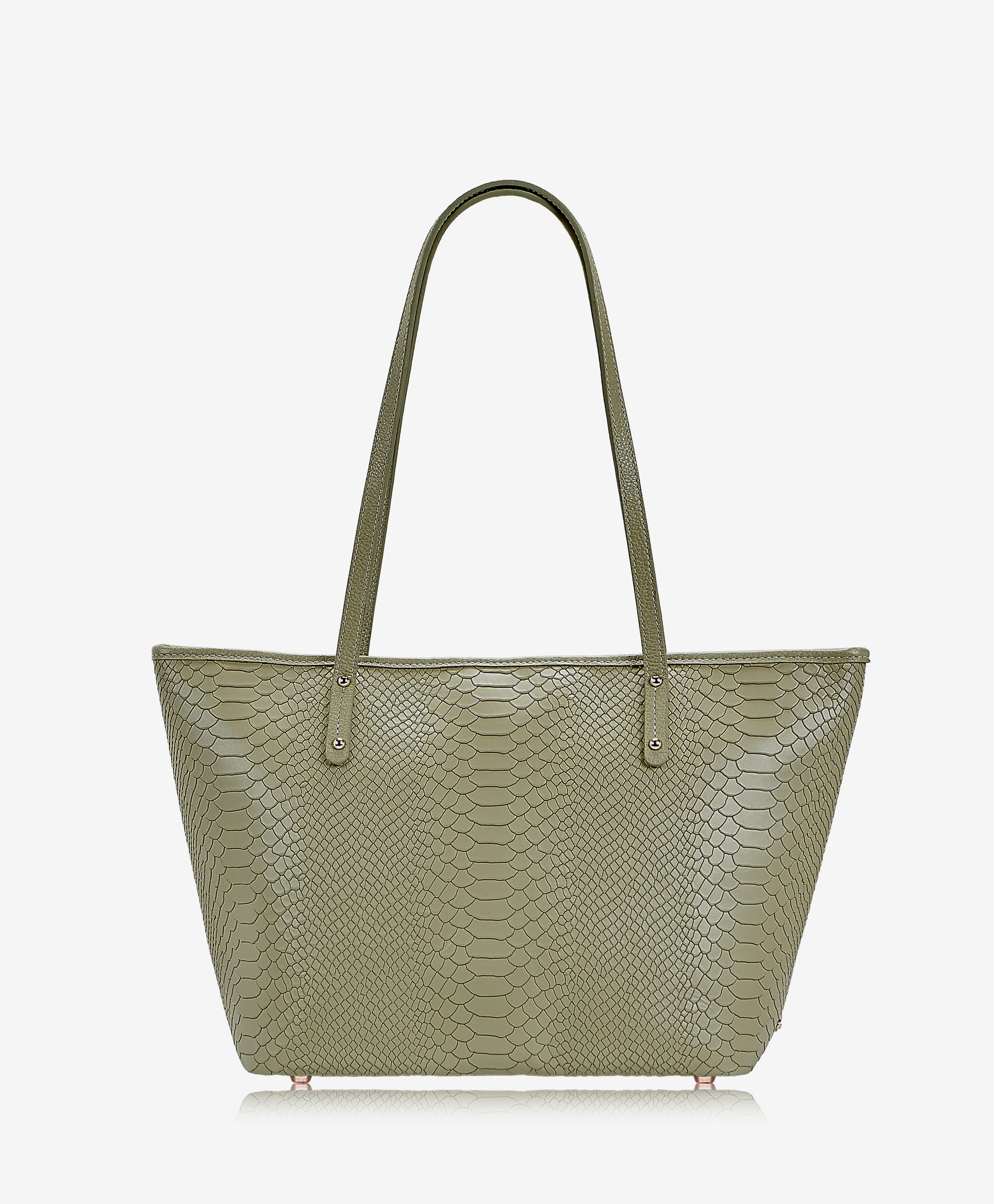 Zip Taylor Tote | Sage Embossed Python Leather