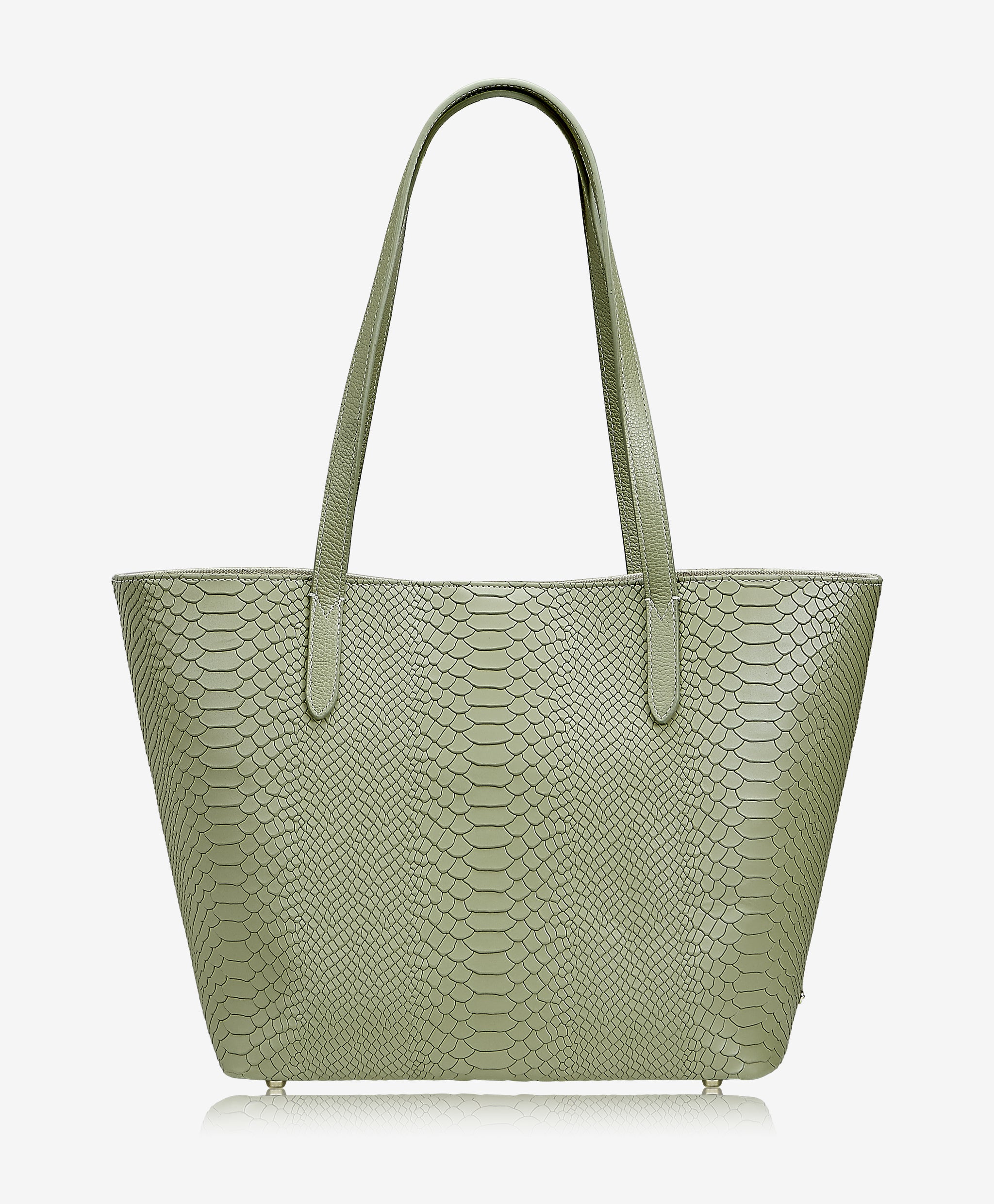 Teddie Tote | Sage Embossed Python Leather