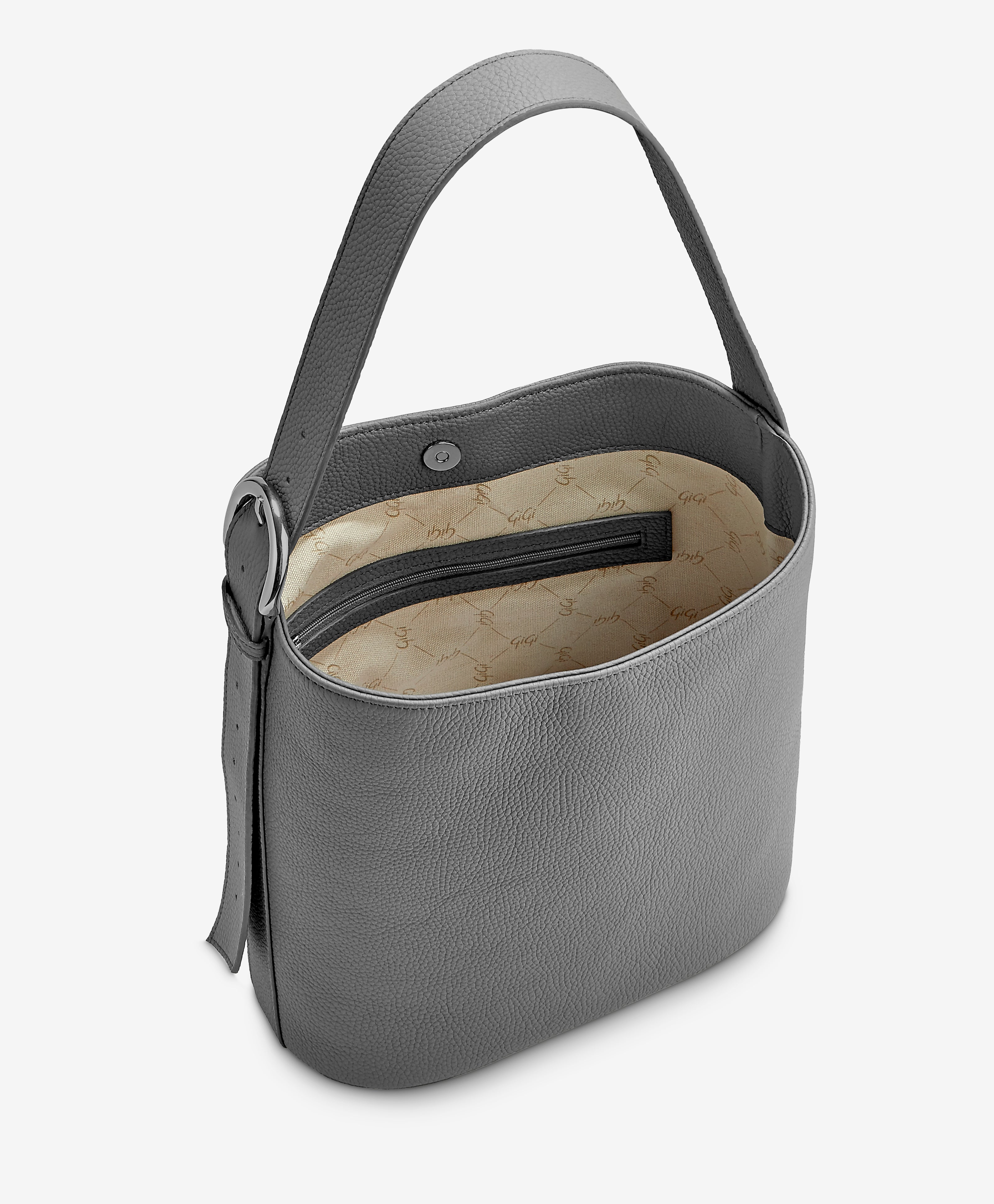Avery Bucket | Graphite Pebble Grain Leather