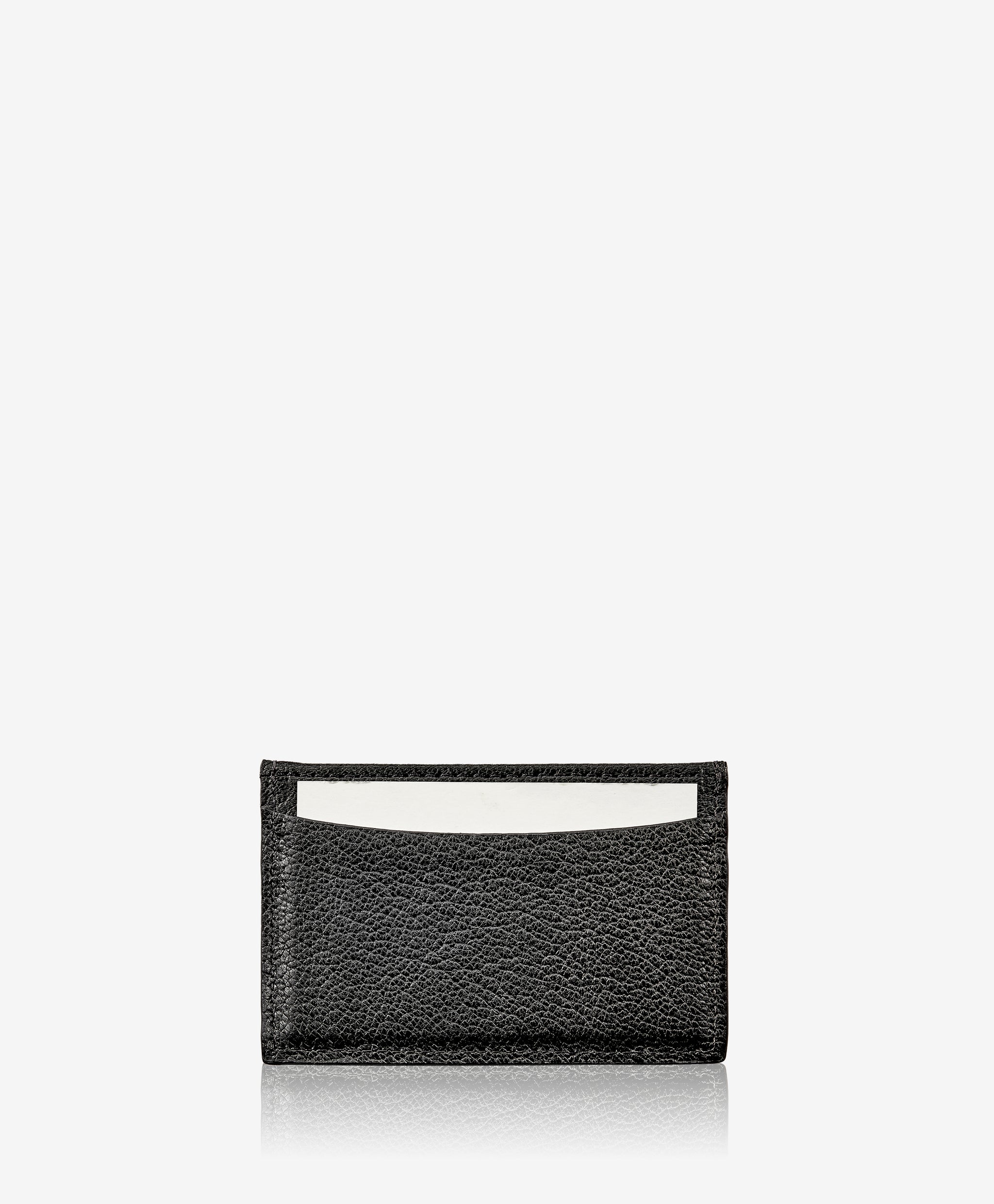 Slim Design Card Case | Black Goatskin Leather