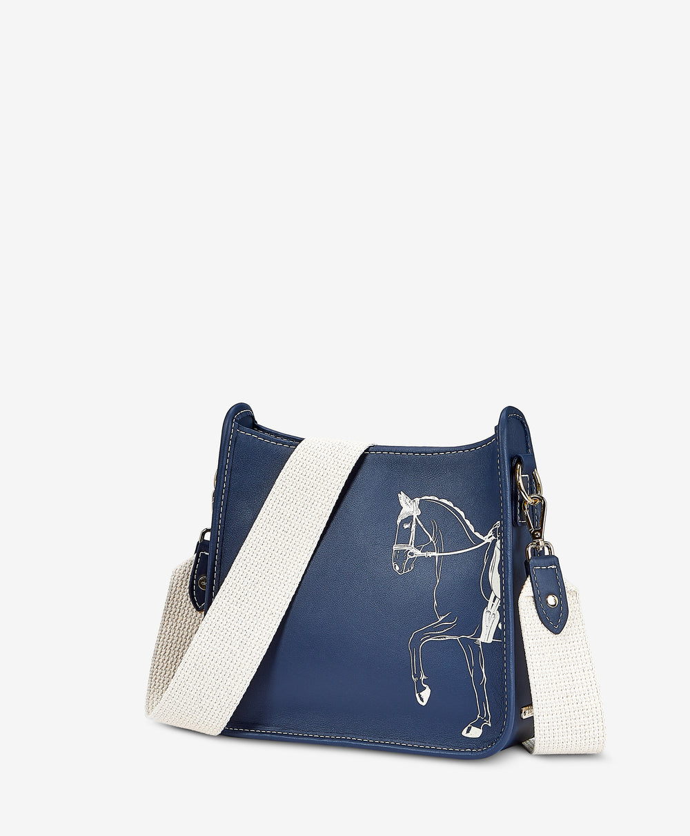 Elle Marching Horse Crossbody | Navy Smooth Leather