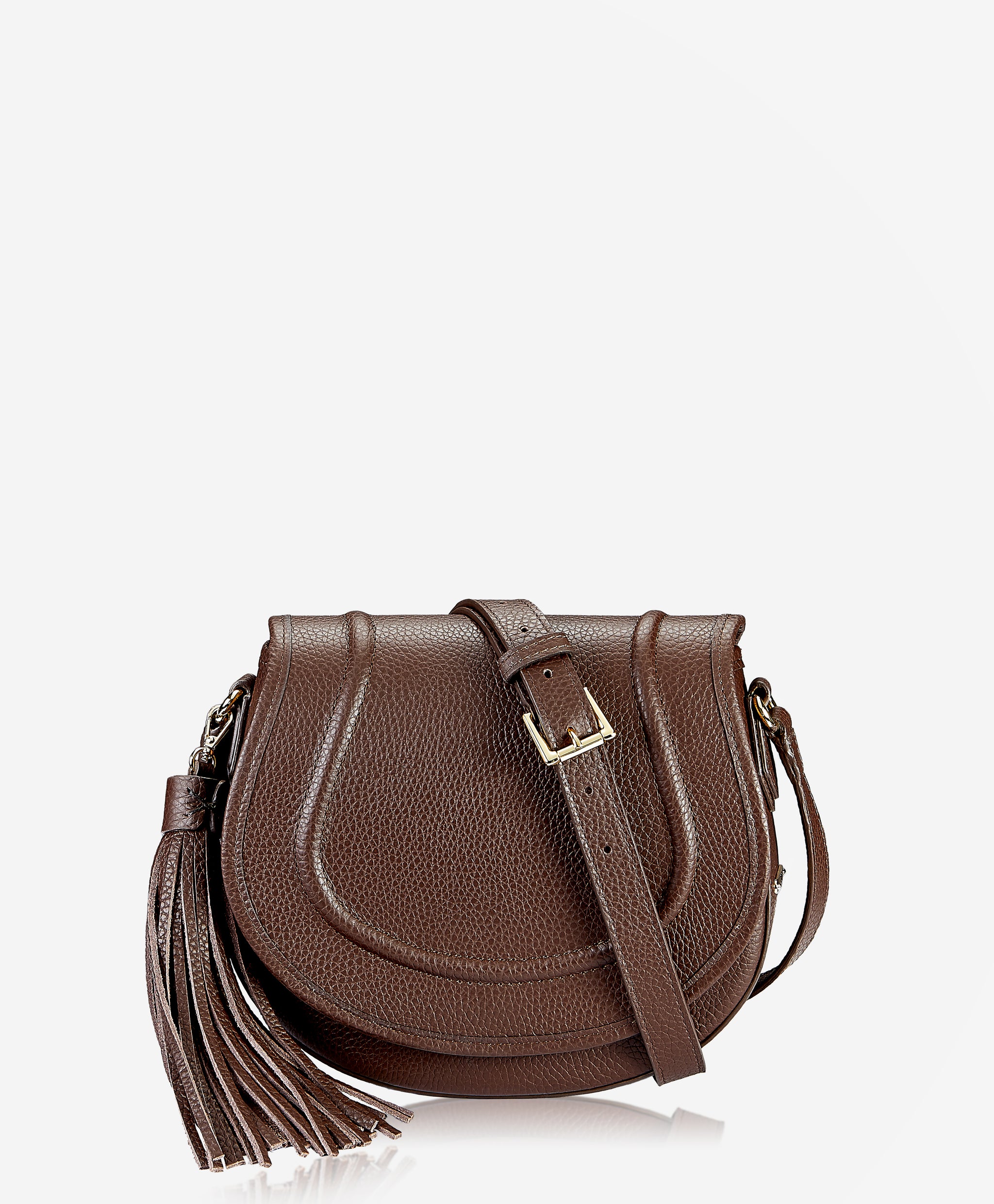 Jenni Saddle Bag | Chocolate Brown Pebble Grain Leather