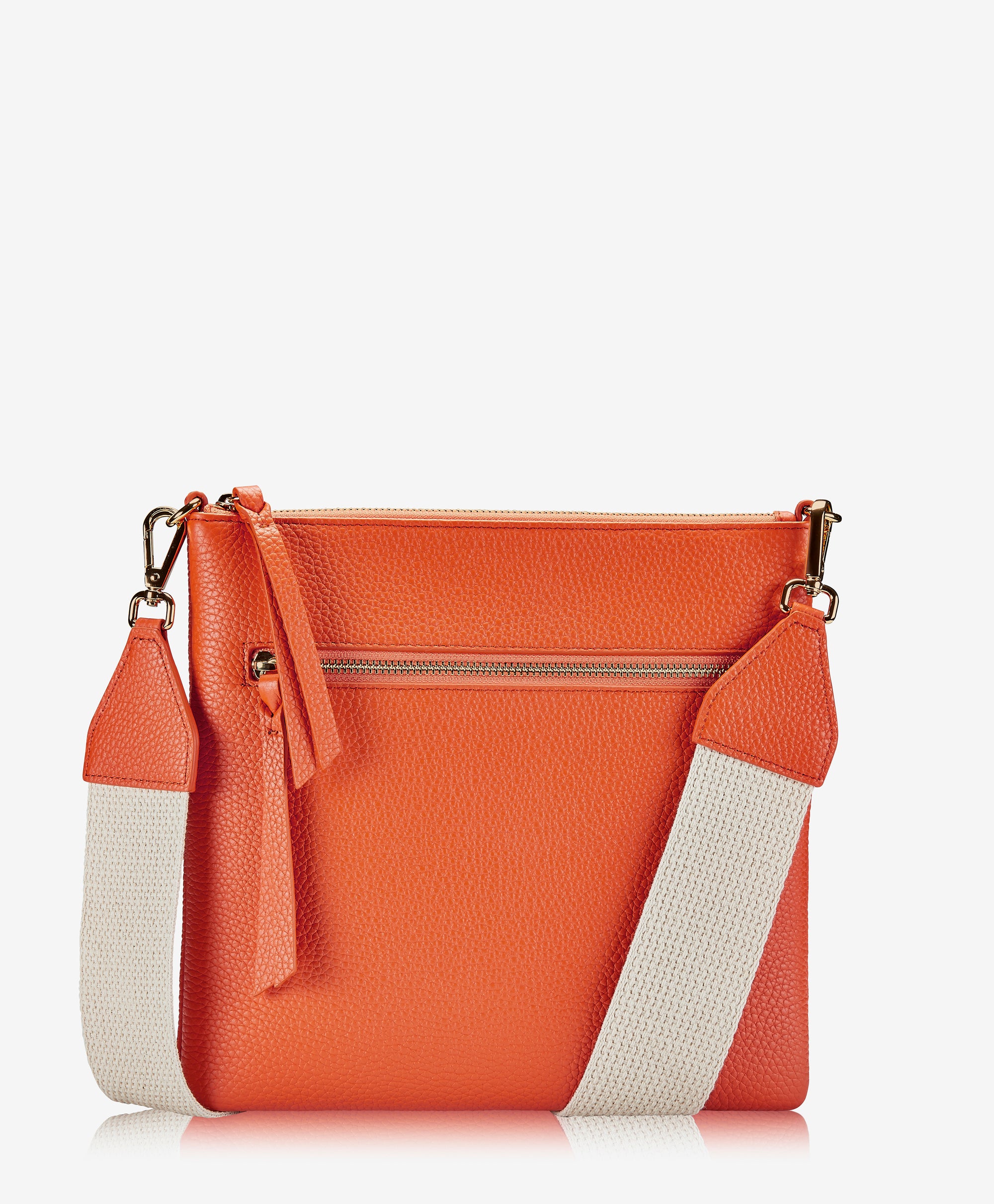 Kit Messenger Bag | Orange Pebble Grain Leather