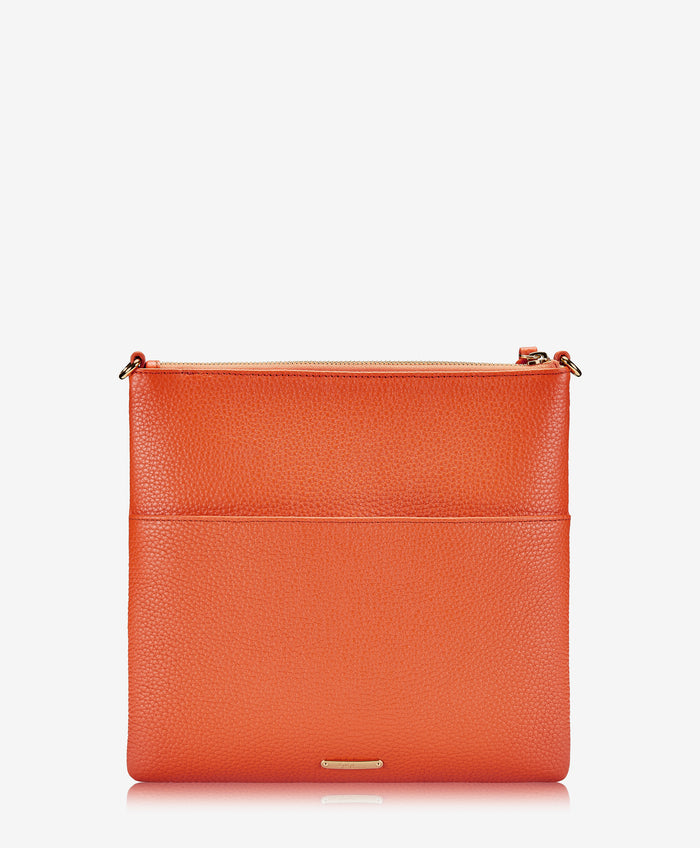 Kit Messenger Bag | Orange Pebble Grain Leather