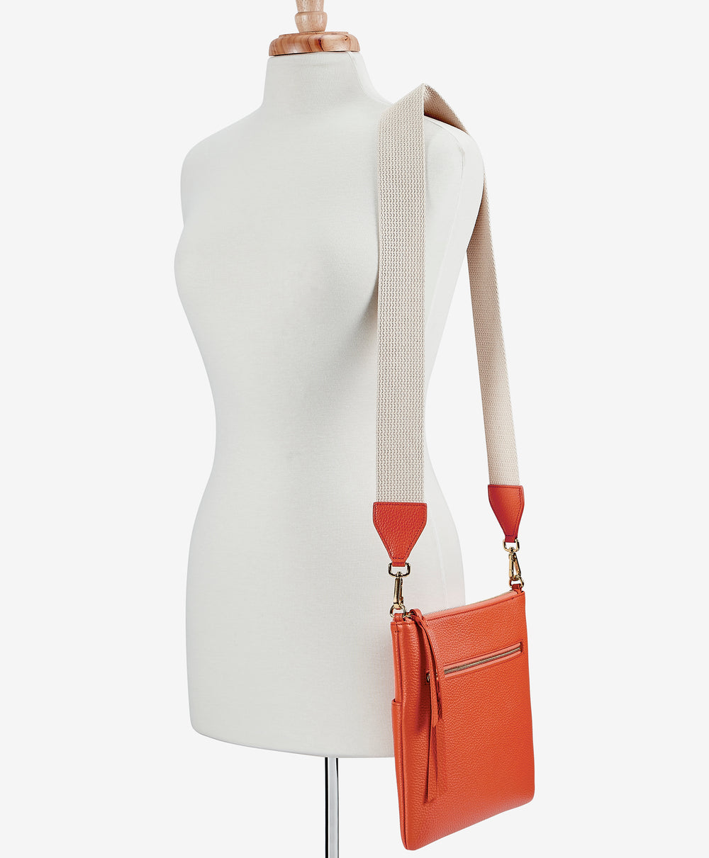 Kit Messenger Bag | Orange Pebble Grain Leather