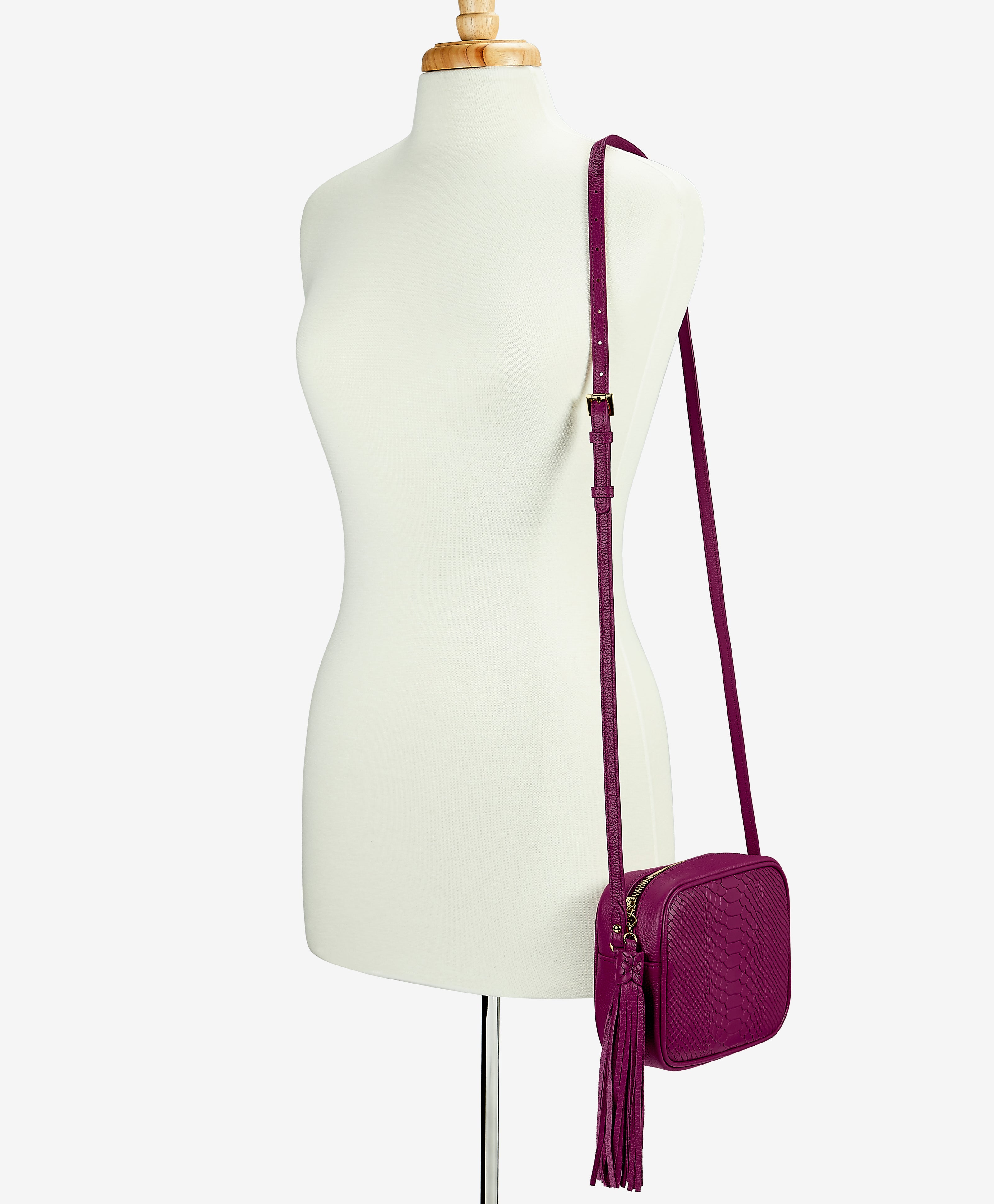 Madison Crossbody | Azalea Embossed Python Leather
