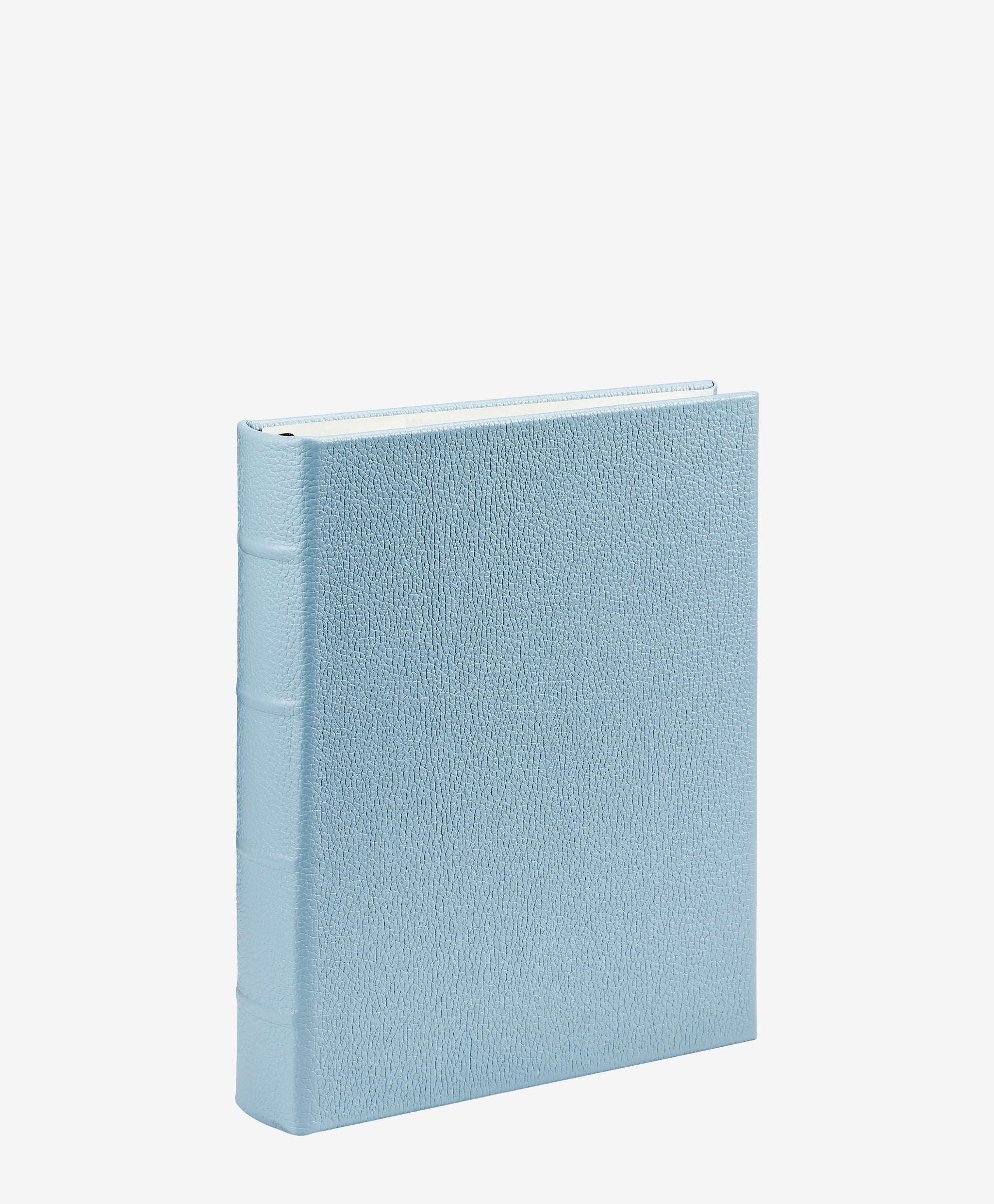 Medium Ring Clear Pocket Album | Light Blue Pebble Grain Leather