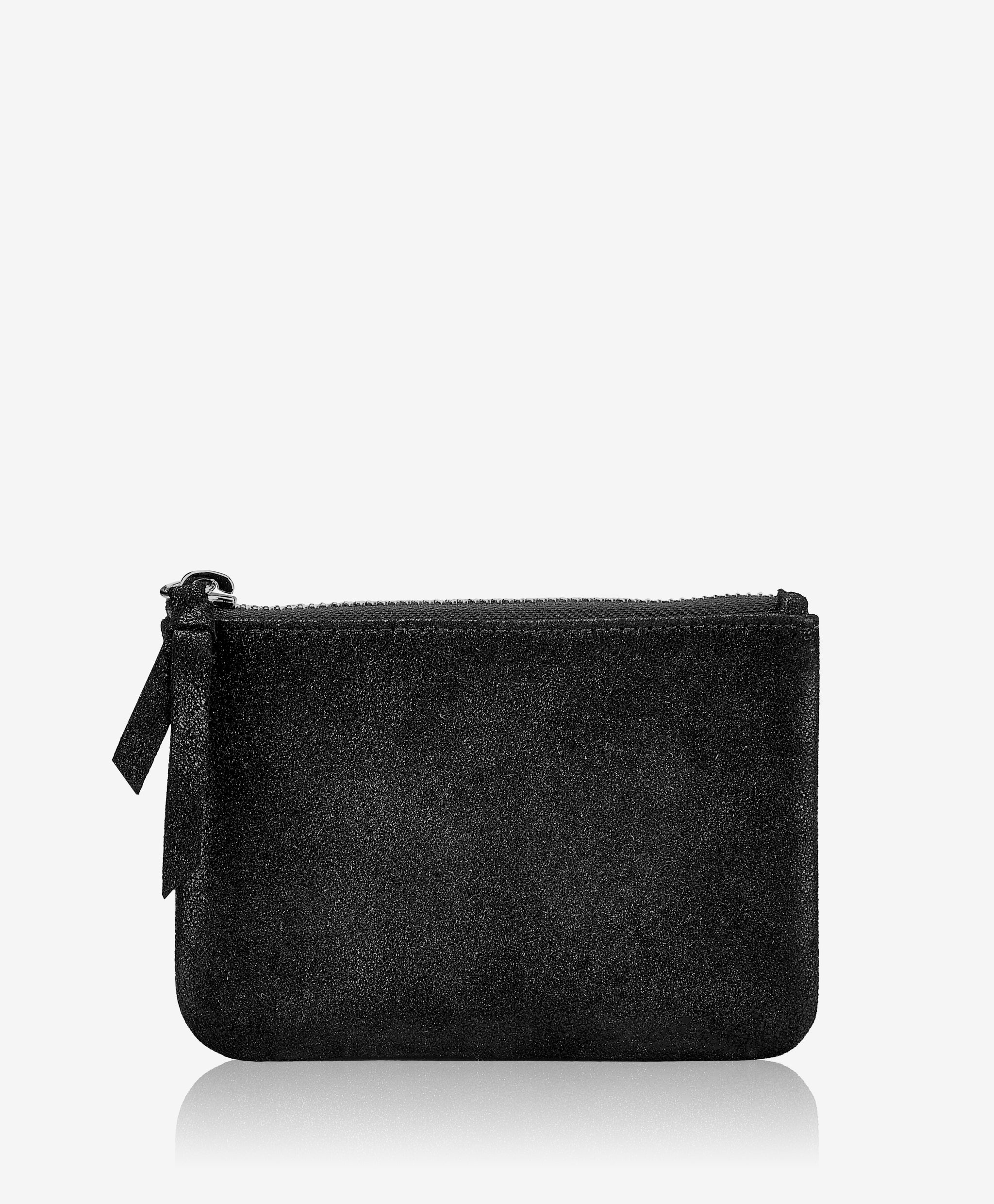 Small Pouch | Black Metallic Goatskin Leather