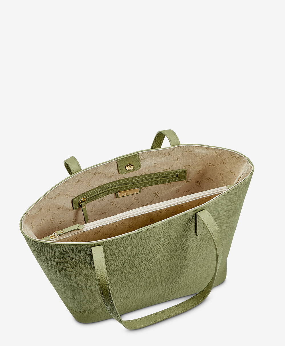 Teddie Tote | Sage Pebble Grain Leather