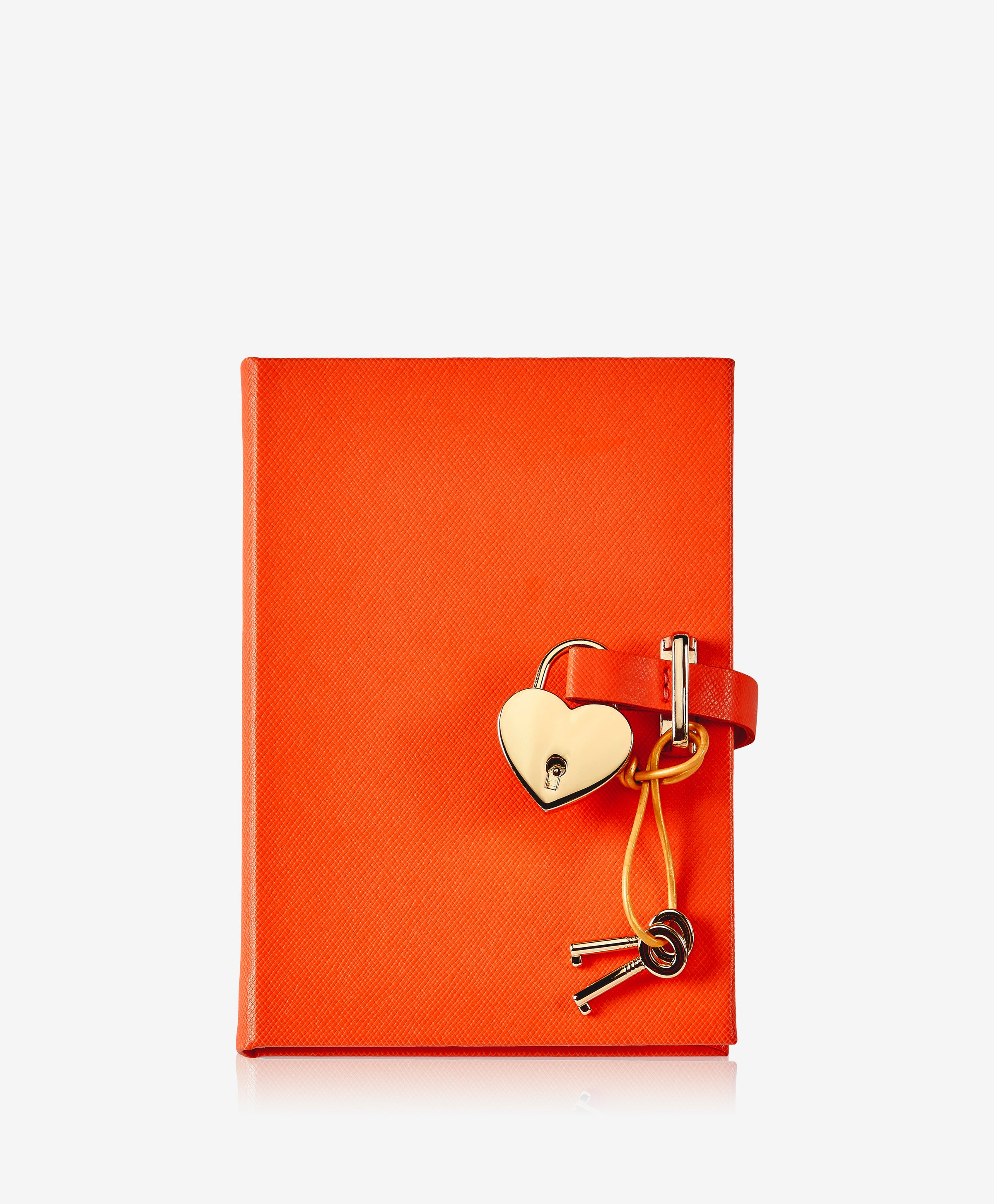 Heart Lock Diary | Orange Saffiano