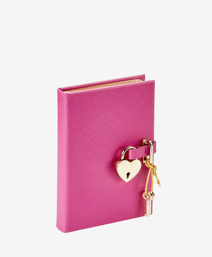 Heart Lock Diary | Pink Saffiano