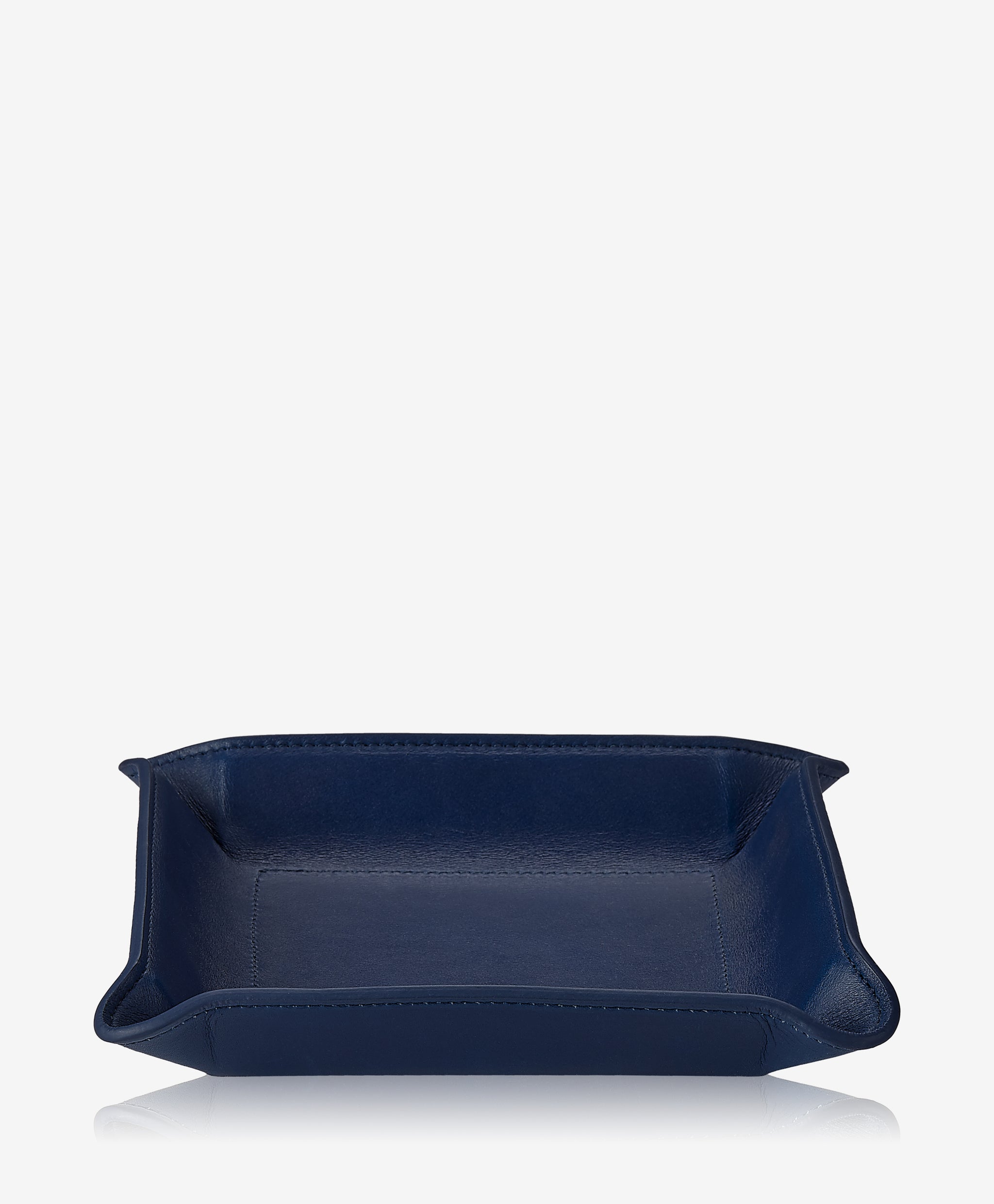Medium Leather Catchall Tray | Navy Genuine Leather