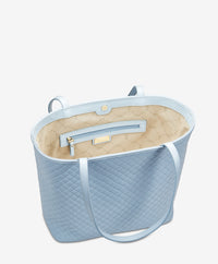 Isla Tote | Light Blue Woven Italian Leather
