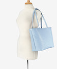 Isla Tote | Light Blue Woven Italian Leather