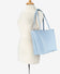 Isla Tote | Light Blue Woven Italian Leather