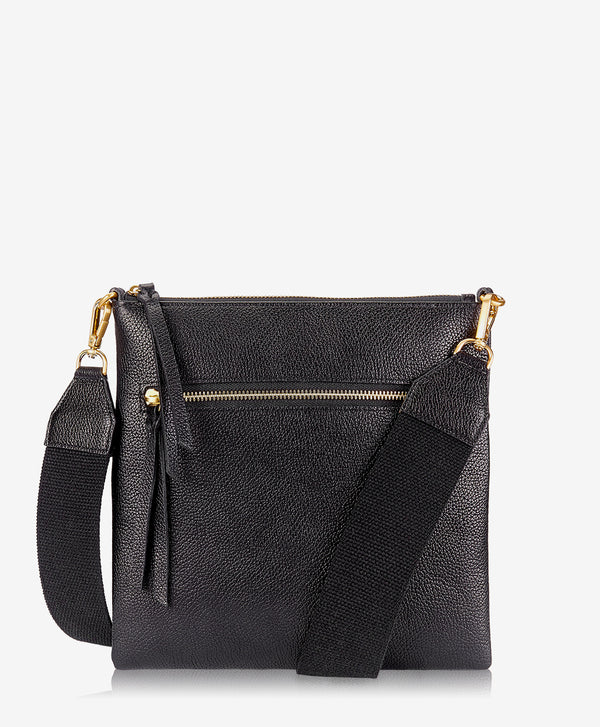 Kit Messenger Bag | Black Pebble Grain Leather