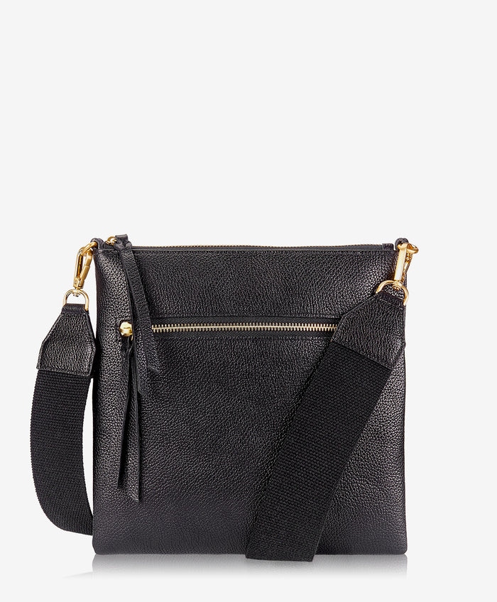 Kit Messenger Bag | Black Pebble Grain Leather