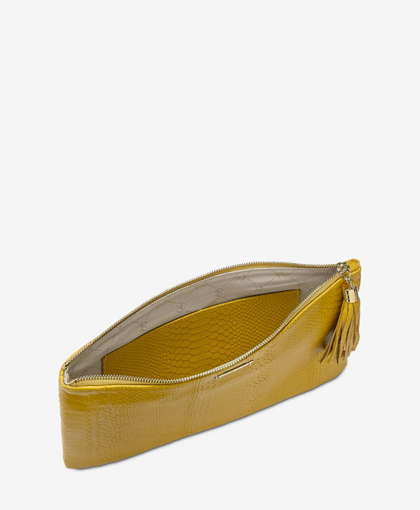 Uber Clutch | Saffron Embossed Python Leather