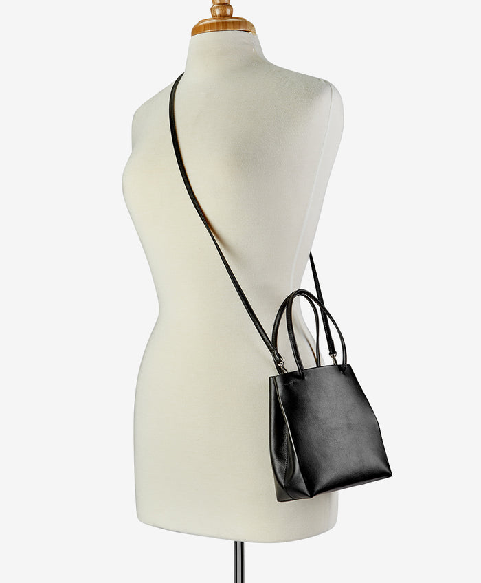 Sydney Mini Shopper | Black Italian Calfskin Leather