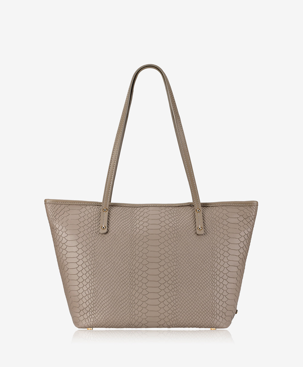Zip Taylor Tote | Stone Embossed Python Leather