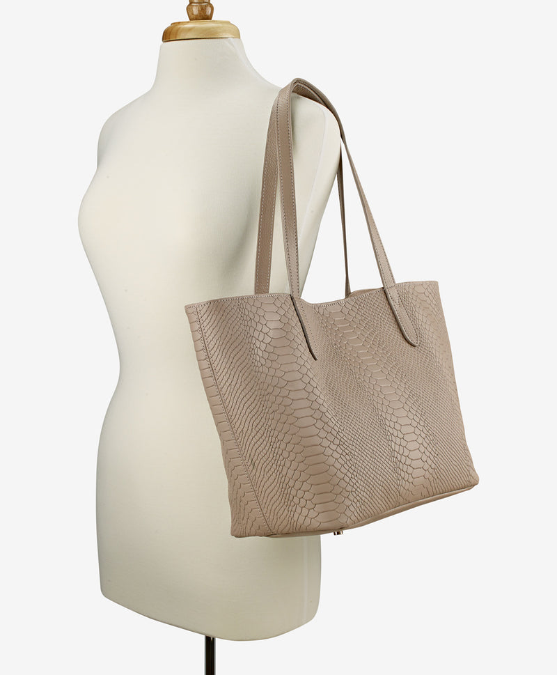 Teddie Tote | Stone Embossed Python Leather